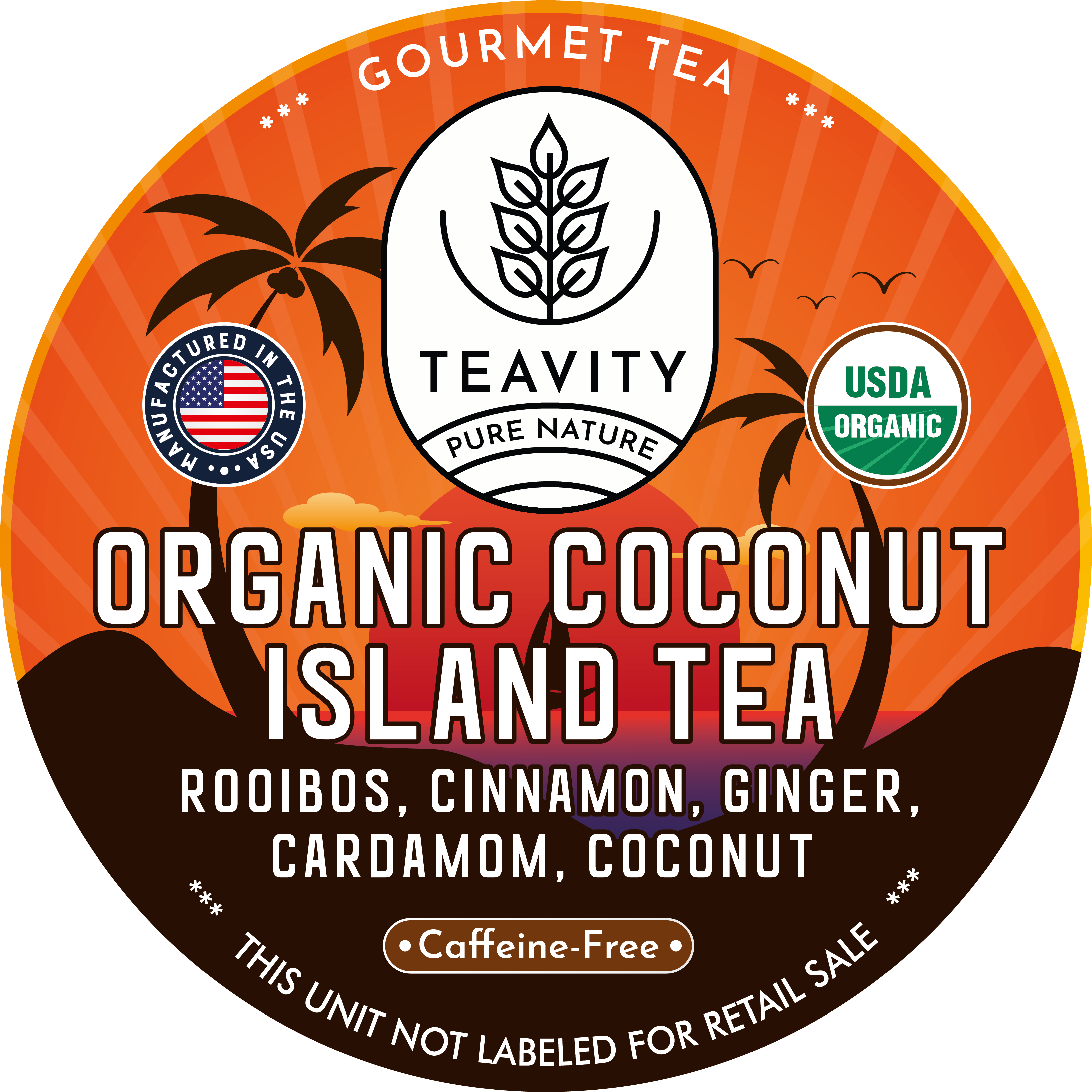 Organic Coconut Island Rooibos Pods – Decaf Tropical Herbal Tea – Teavity